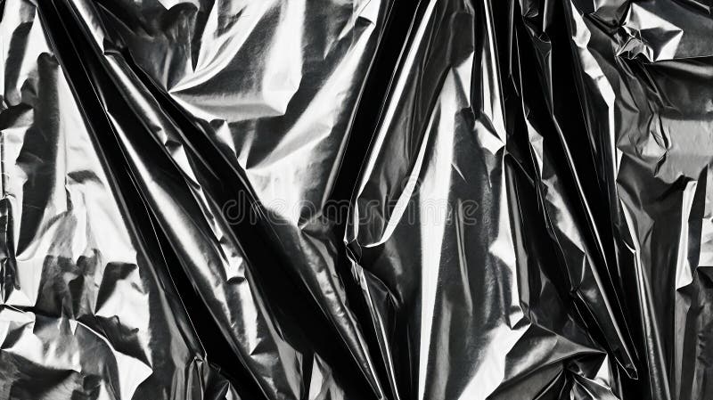 Crumpled Reflective Black and Silver Foil Surface. Stock Illustration ...
