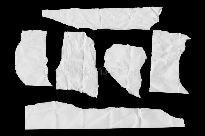 Crumpled and Ripped Paper Scraps with Rough Edges, Isolated Elements ...