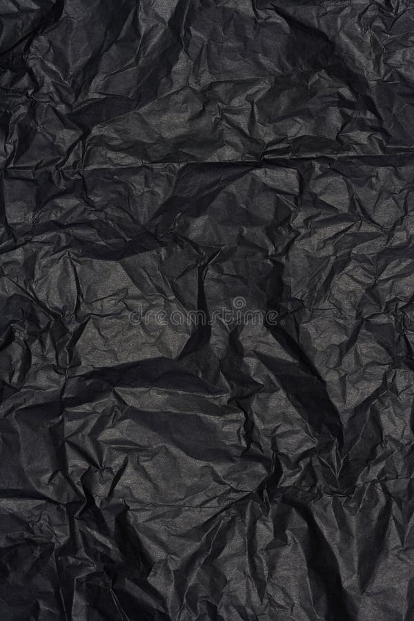 Crumpled Sheet of Black Parchment Paper, Abstract Background Stock ...