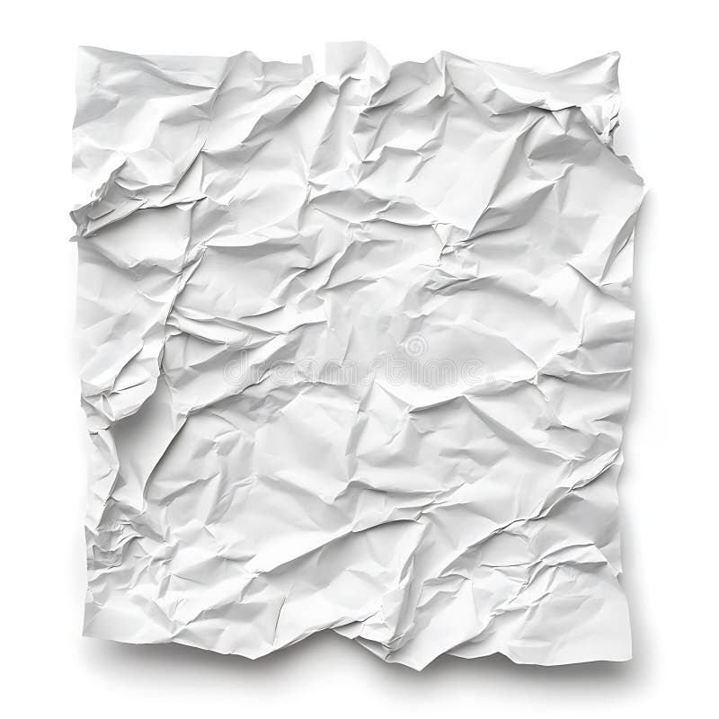 A Crumpled Sheet of Bright White Paper Rests on a Solid White Surface ...