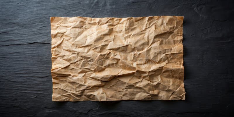 A Crumpled Sheet of Brown Paper Rests on a Dark Surface, Creating a ...