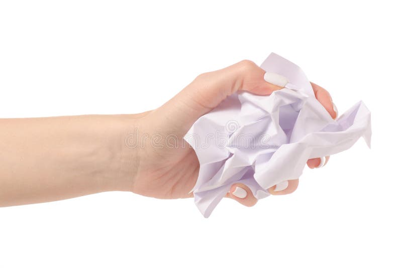 Crumpled sheet in hand stock photo. Image of finger - 108284158