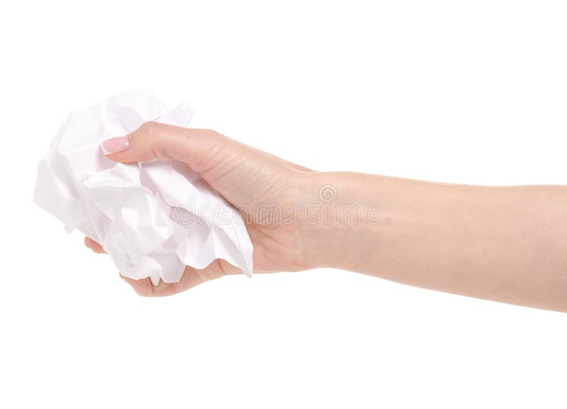 Crumpled sheet in hand stock image. Image of gesture - 132458449