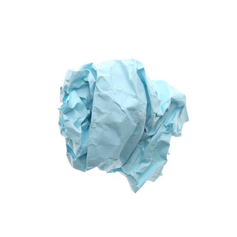 Crumpled Sheet of Light Blue Paper Isolated on White, Top View Stock ...