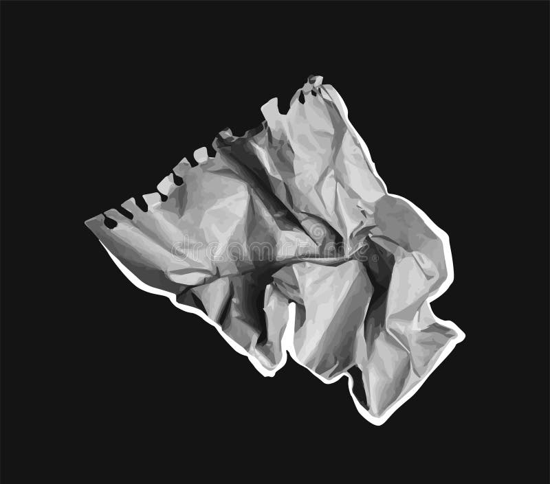 Crumpled Sheet of Paper Isolated on Black. Vector Illustration Stock ...