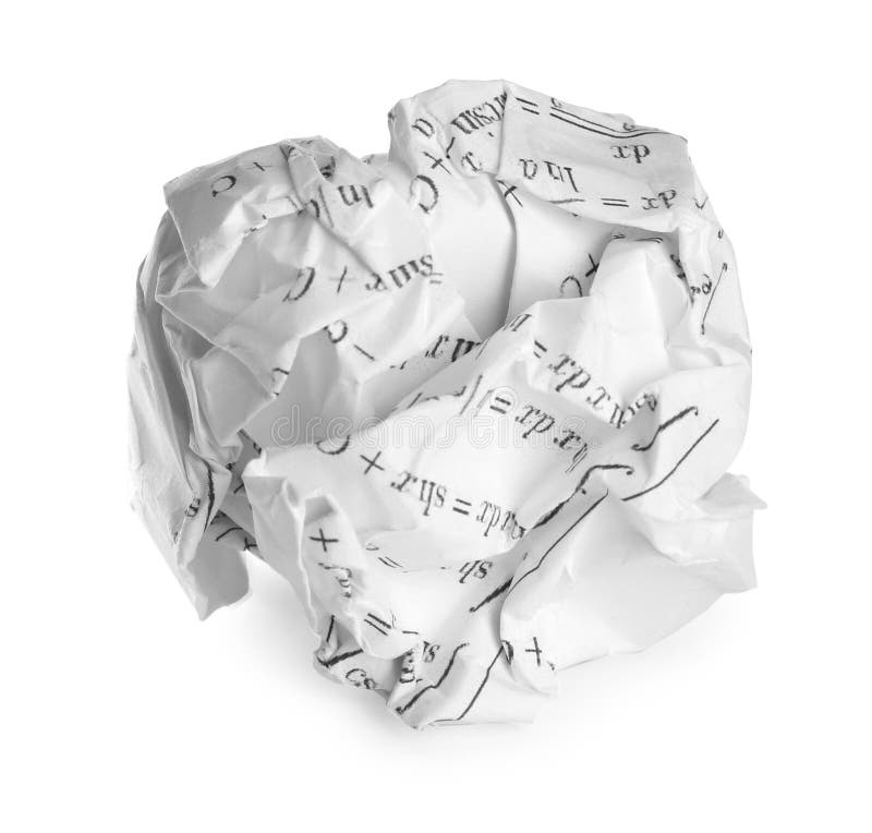 Crumpled Sheet of Paper with Math Equations Isolated Stock Image ...
