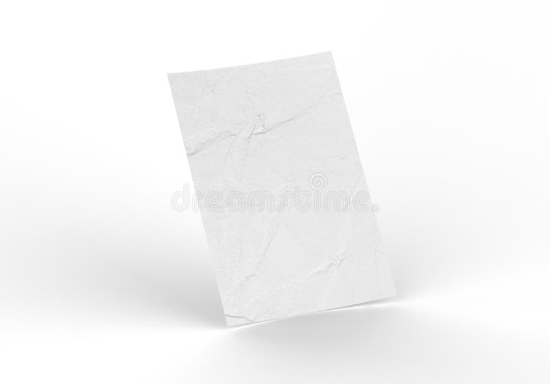 Crumpled Sheet of Textured Paper Mockup, Clean Empty Paper Note Mock Up ...
