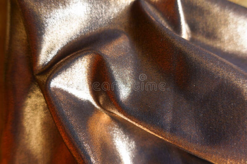 Crumpled Bronze Nylon and Spandex Lame Fabric Stock Photo - Image of ...