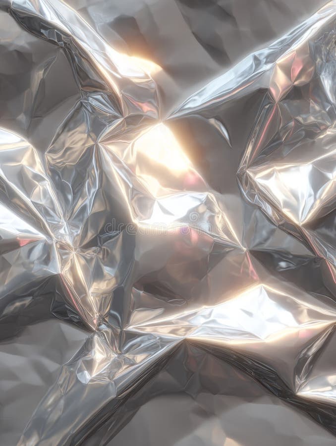 Crumpled Silver Foil Texture with Light Reflections Stock Illustration ...
