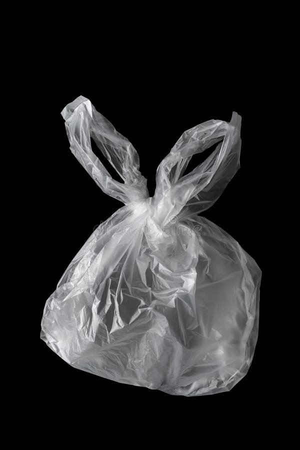 Crumpled Single-use Plastic Bag on Black Background, Polyethylene ...