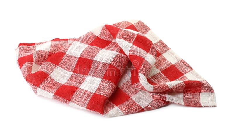 Crumpled Tablecloth with Checkered Pattern Isolated on White Stock ...