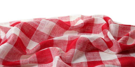 Crumpled Tablecloth with Checkered Pattern Isolated on White Stock ...