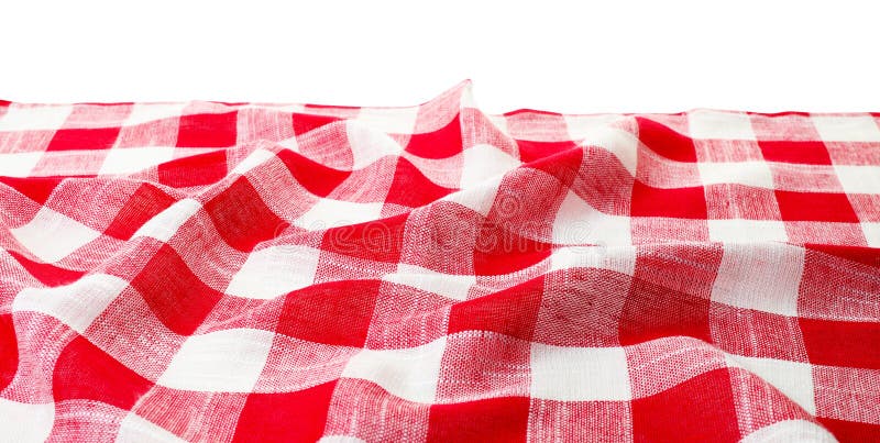Crumpled Tablecloth with Checkered Pattern Isolated on White Stock ...