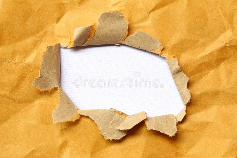 Crumpled and Torn Brown Paper with Gaps To Reveal the Art Paper Inside ...
