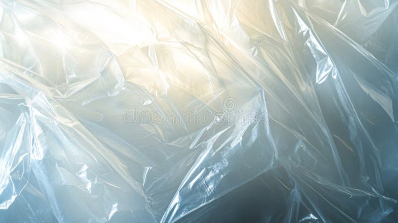 Crumpled Transparent Plastic Sheet with Light Shining through Stock ...