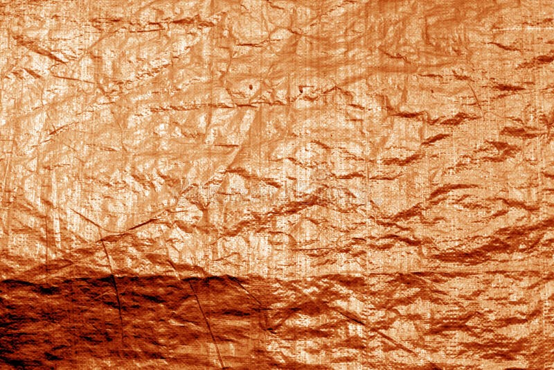 Crumpled Transparent Plastic Surface in Orange Color. Stock Image ...