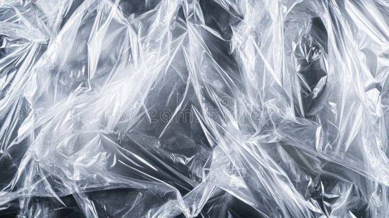 Crumpled Transparent Plastic Wrap on a Dark Background Stock ...
