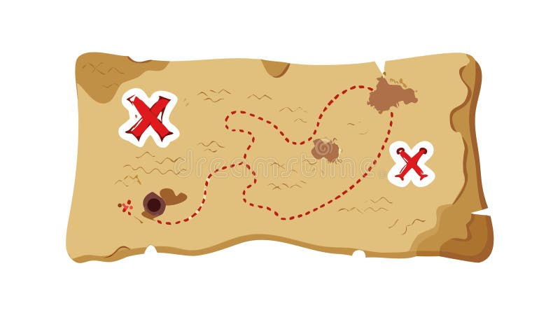 Crumpled Treasure Map with X Mark Vector Graphic, Vector Design ...