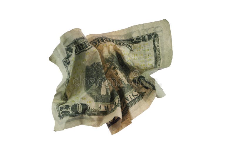 Crumpled Twenty Dollars Bill Stock Image - Image of isolated, cash: 2924395
