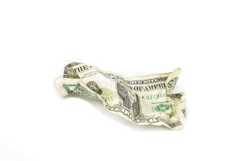 One Crumpled US Dollar Bill Stock Photo - Image of crumpled, currency ...