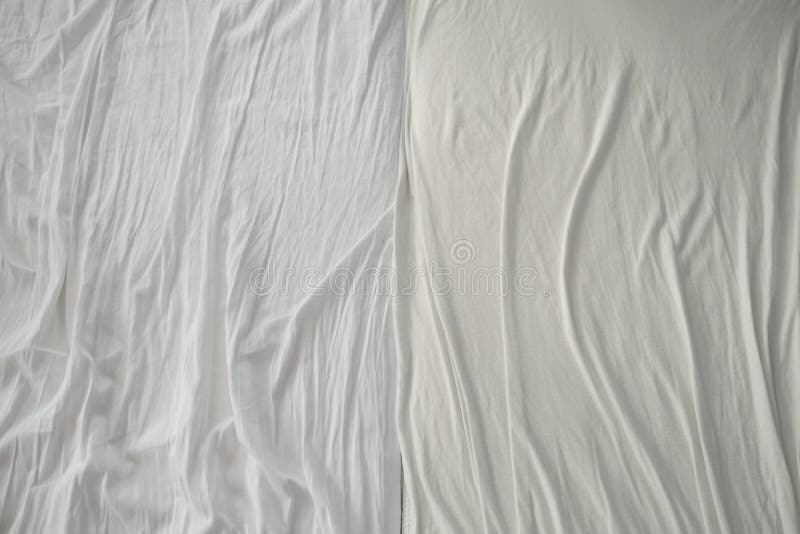 Crumpled Used Sheets on the Bed. View from Above. Stock Image - Image ...