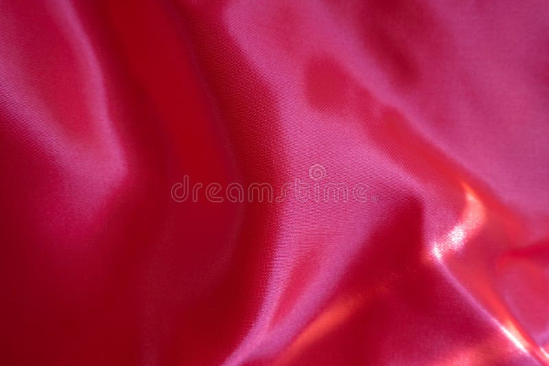 Crumpled Reddish Pink Satin Polyester Fabric Stock Photo - Image of ...
