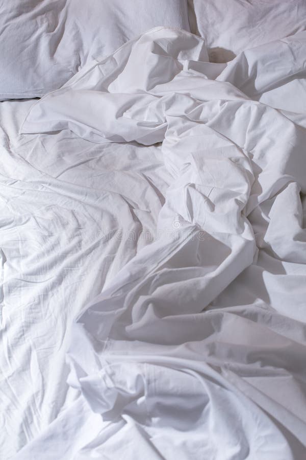 A crumpled white bed stock photo. Image of blanket, comfortable - 112545032
