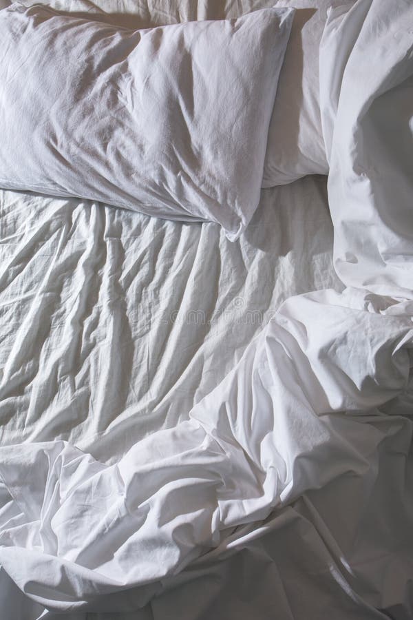 A crumpled white bed stock photo. Image of blanket, comfortable - 112545032