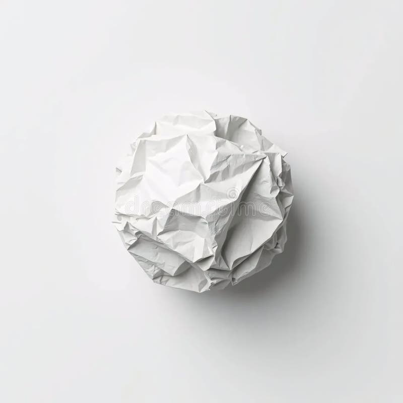 Crumpled White Paper Ball on a White Background Stock Illustration ...