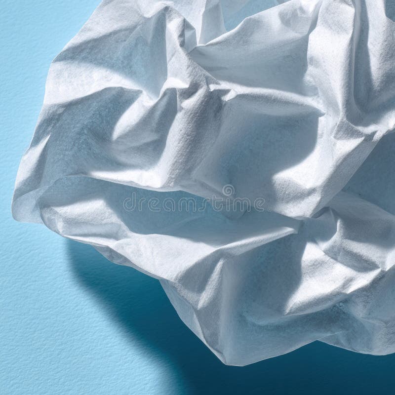 Crumpled White Paper on Blue Background Stock Photo - Image of artistic ...