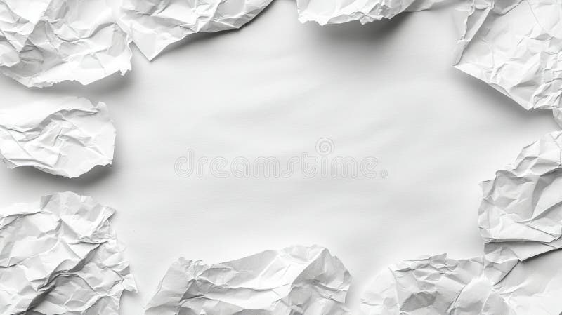 Crumpled White Paper Border on White Background Stock Illustration ...