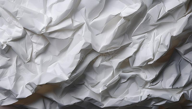 Crumpled White Paper Forms a Textured, Uneven Surface with Various ...