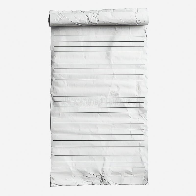 Crumpled White Paper Roll with Horizontal Lines for Writing, Perfect ...