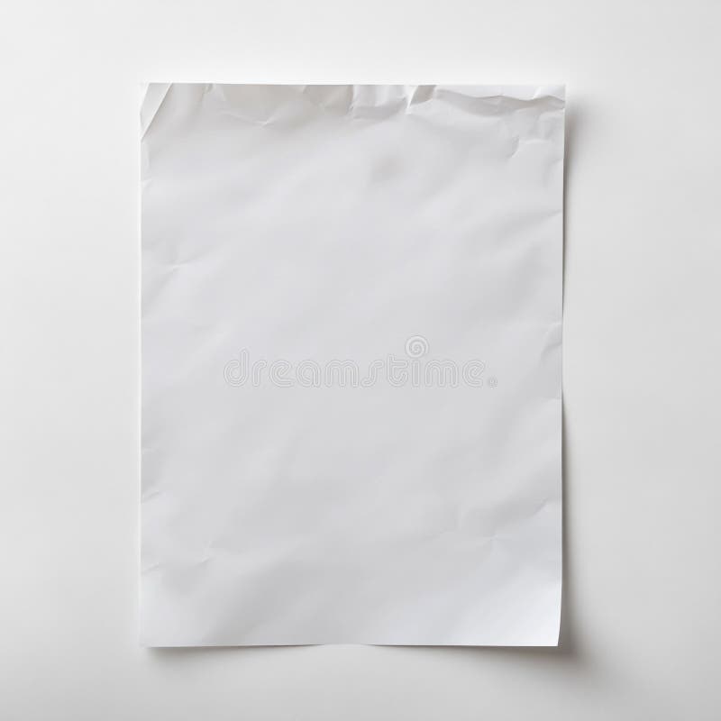 Crumpled White Paper Sheet Blank Note Texture Background Stock ...