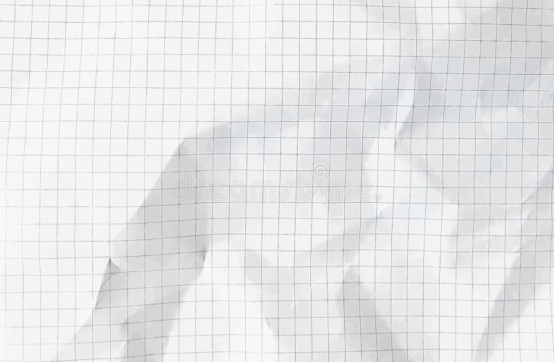 Crumpled White Paper Sheet with Check Grid Lines Stock Vector ...