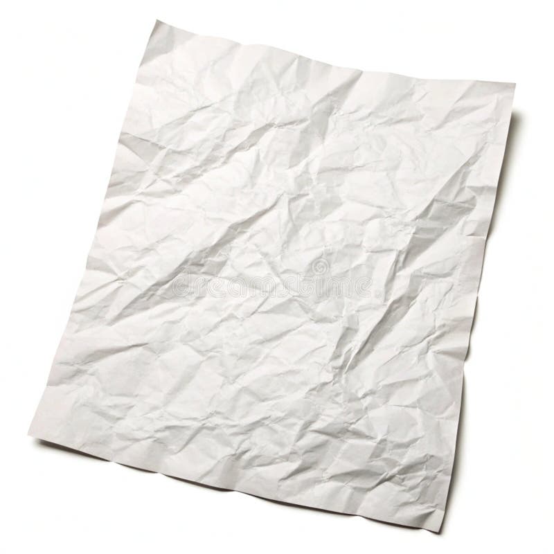 Crumpled white paper sheet stock illustration. Illustration of isolated ...