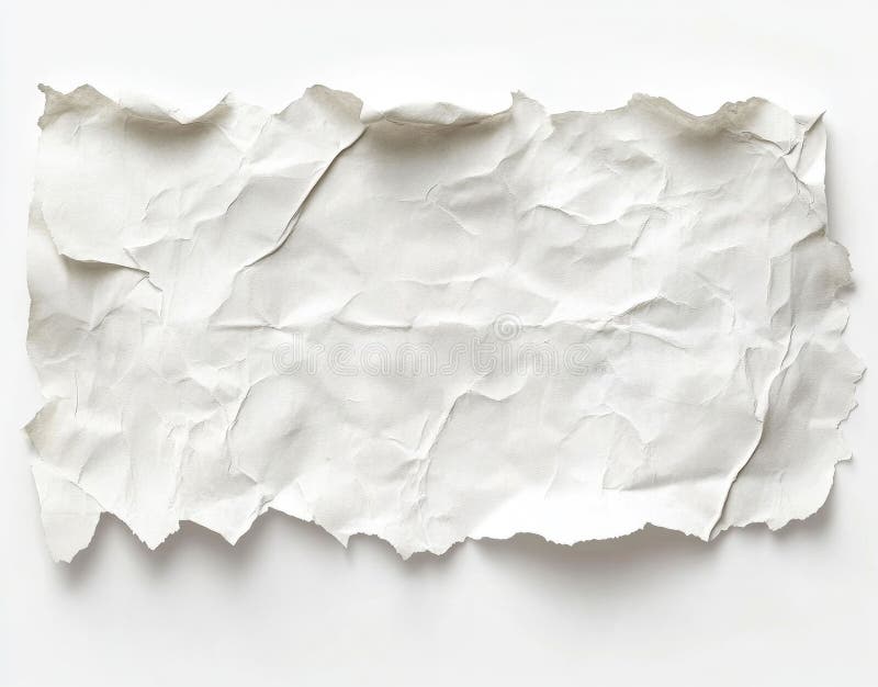 Crumpled White Paper Sheet on White Surface with Torn Edges Texture ...