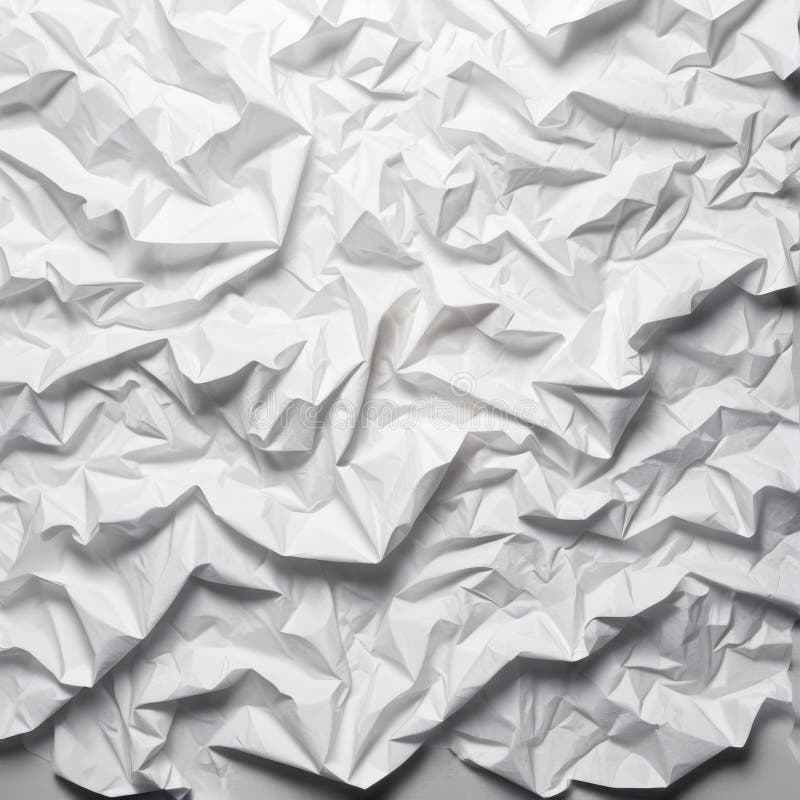 Crumpled White Paper Showcasing Unique Textures and Shadows Under Soft ...