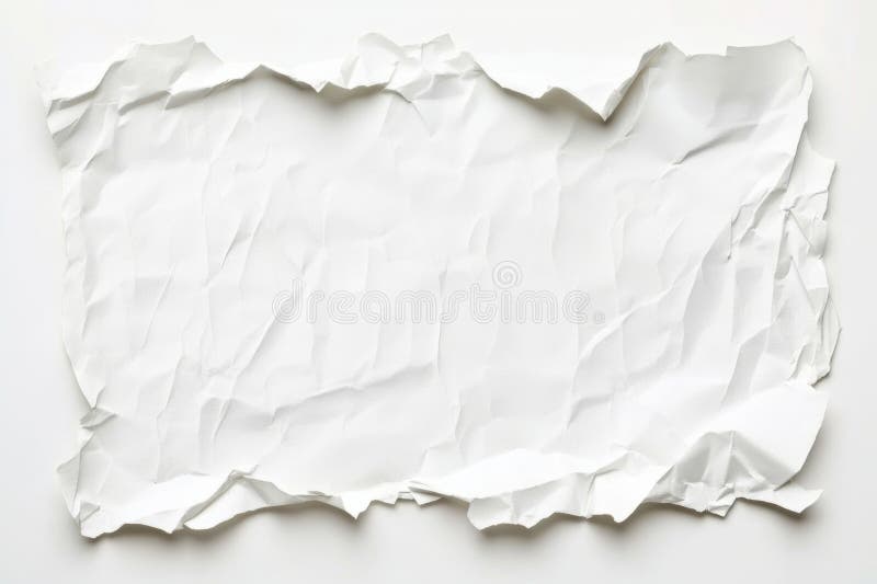 Crumpled White Paper Texture Torn Edge Against Plain Background Stock ...
