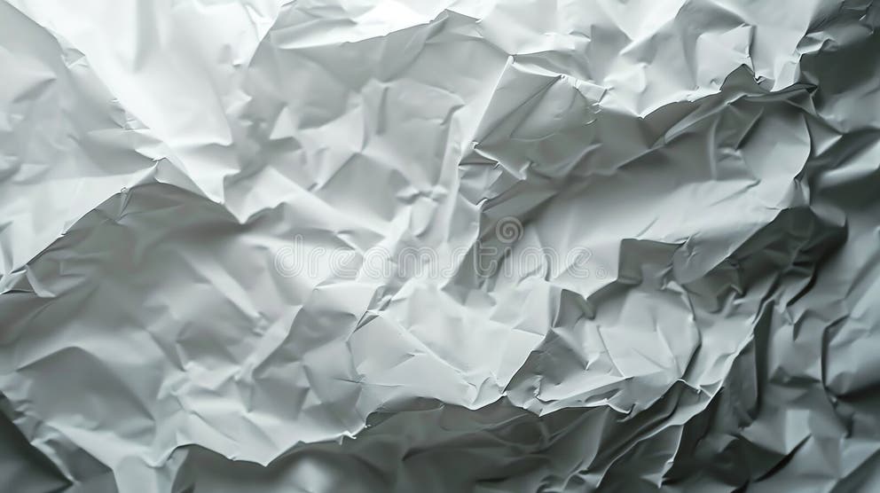 Crumpled White Paper Texture Abstract Background with Light Reflections ...