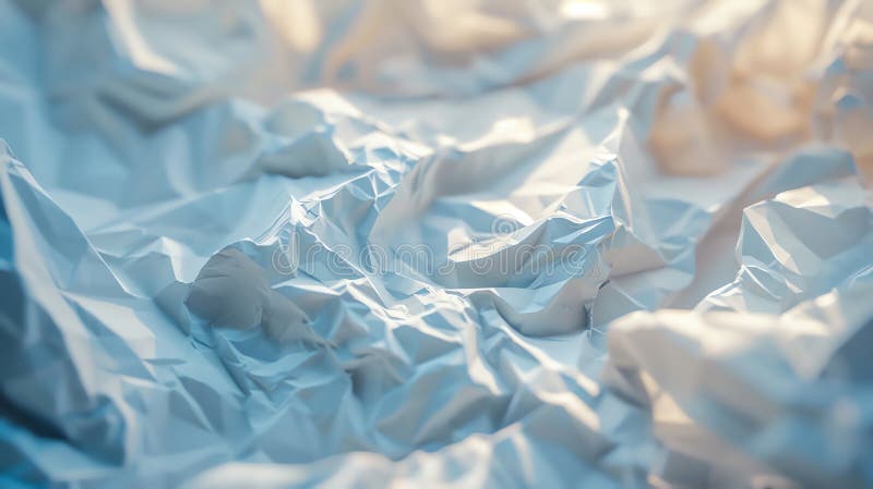 Crumpled White Paper Texture Abstract Background with Light Reflections ...