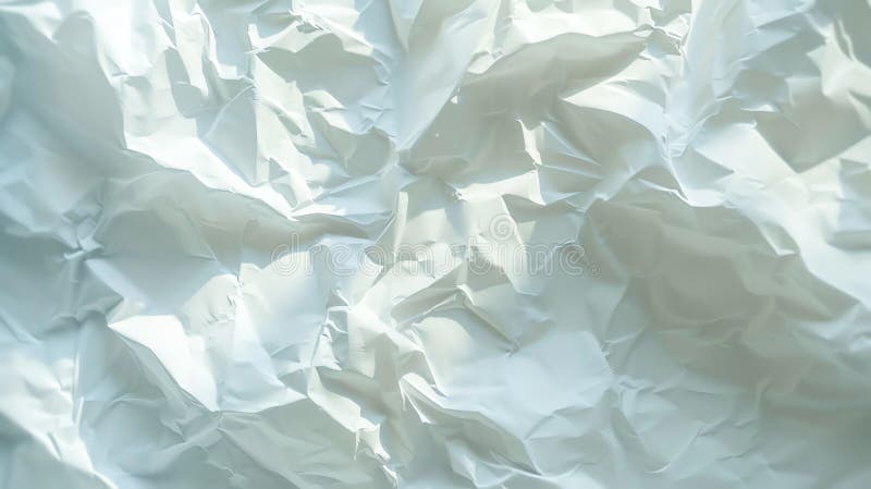 Crumpled White Paper Texture Abstract Background with Light Reflections ...