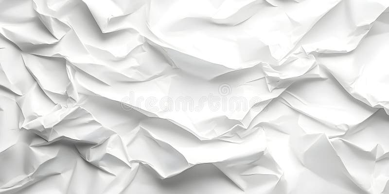 Crumpled White Paper Texture with Deep Folds and Shadows Creating ...