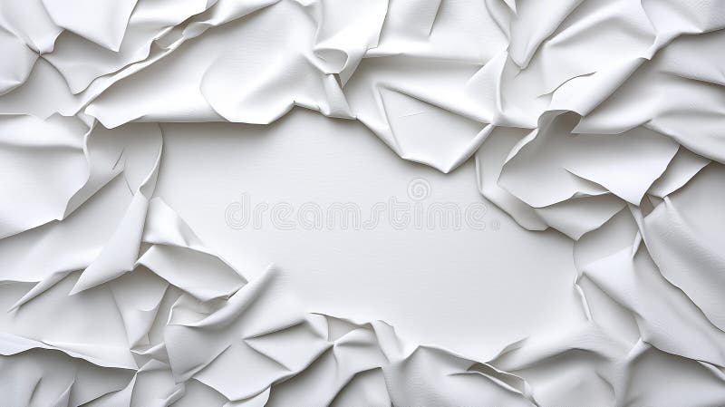 Crumpled White Paper Texture with an Empty Center for Design Stock ...