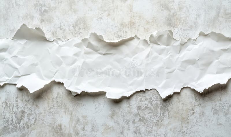 Crumpled White Paper Texture, Irregular Edges, Subtle Gray Background ...
