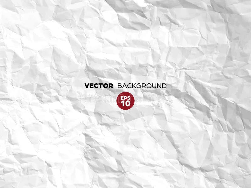 Crumpled White Paper Texture Pattern. Rough Grunge Old Blank. Vector ...
