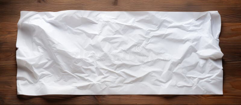 A Crumpled White Paper Rests on a Hardwood Table, Forming a Rectangular ...