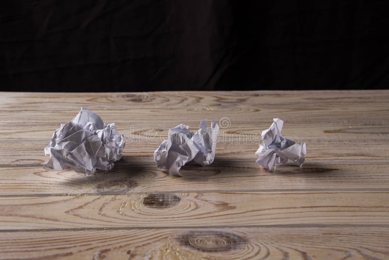 Crumpled White Paper on a Wooden Table Stock Image - Image of sample ...