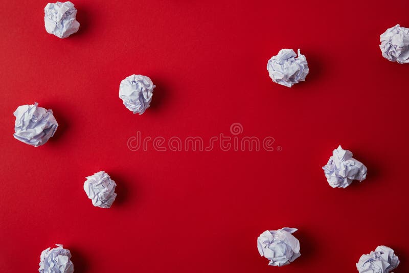 Crumpled White Papers on Red Surface Stock Photo - Image of refuse ...