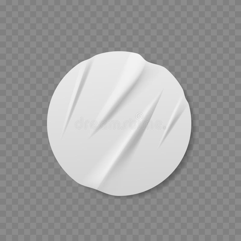 Crumpled White Round Sticker Isolated on Transparent Background ...